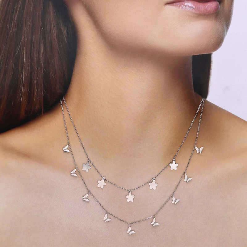 Buy Kai Jewel Sterling Silver String Of Flowers & Butterflies Double ...