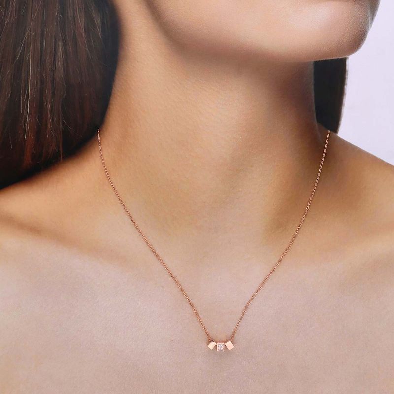 Buy Kai Jewel Sterling Silver Rose Gold Tri Cube Casual Chain Necklace ...
