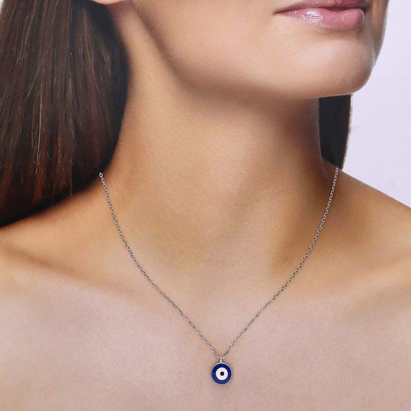 Buy Kai Jewel Sterling Silver Circular Single Evil Eye Chain Necklace ...