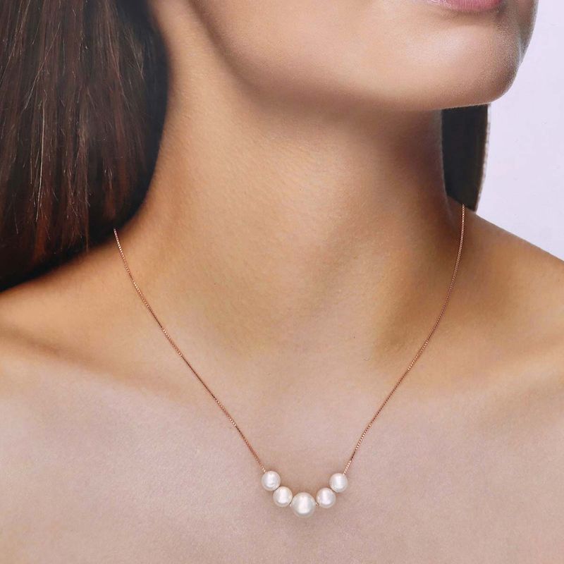 Buy Kai Jewel Sterling Silver Rose Gold String Of Pearls Chain Necklace ...