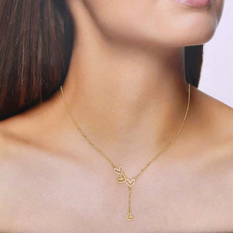 Buy Kai Jewel Sterling Silver Gold A String Of Three Hearts Chain ...