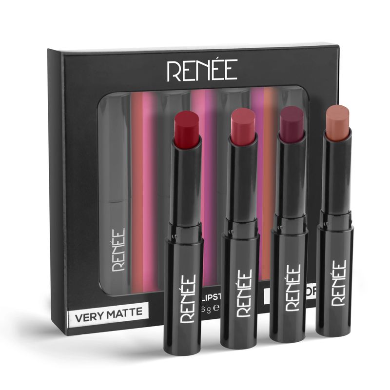 Buy RENEE Very Matte Lipstick Combo- Essentials, Pack Of 4, Full ...
