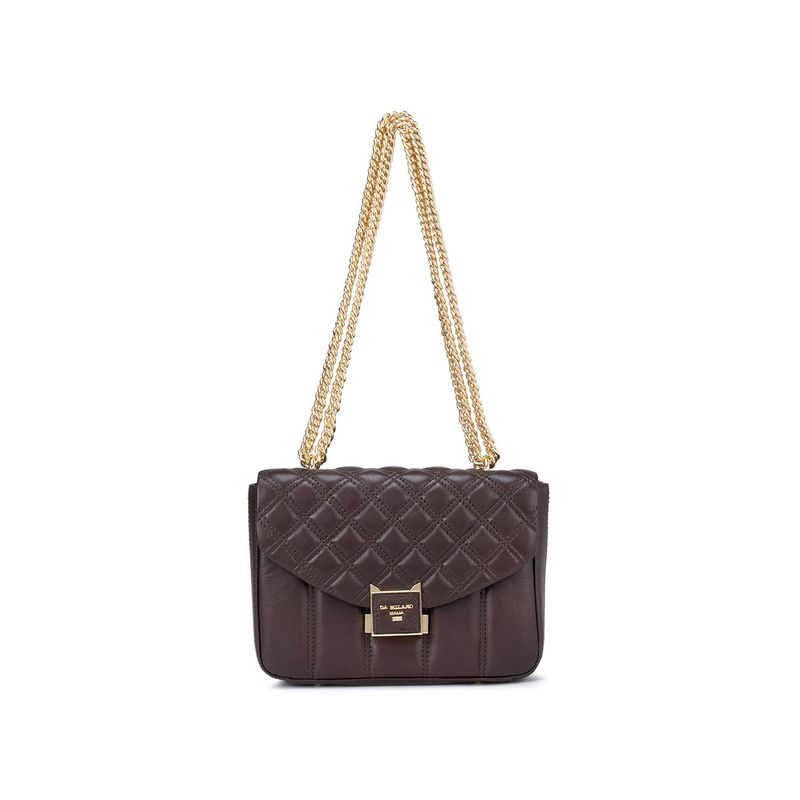 Buy Da Milano Brown Leather Shoulder Bag Online