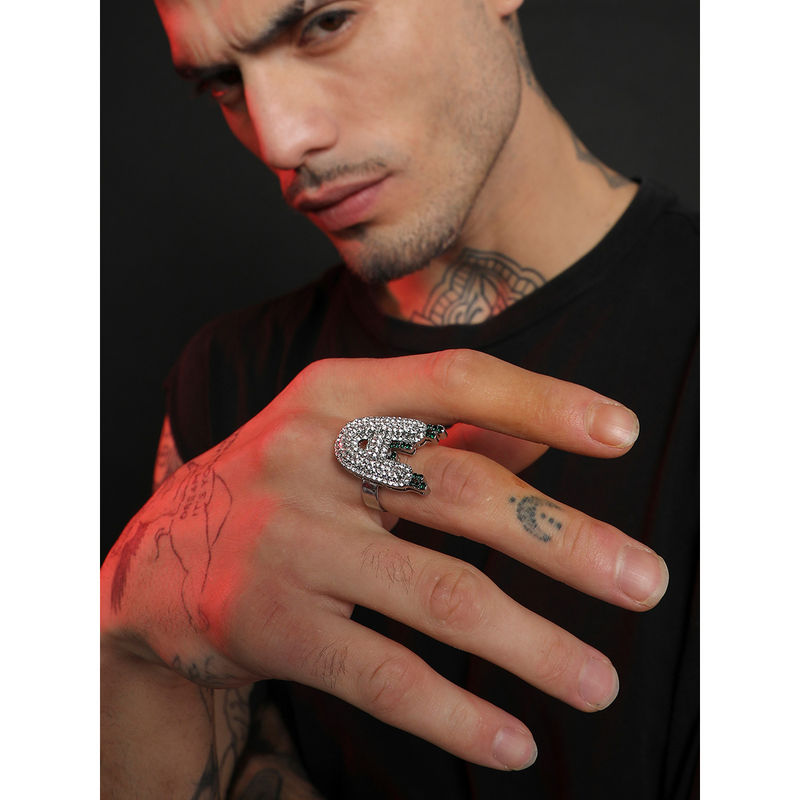 Buy French Accent Mens Bling A Alphabet Ring - Silver Online