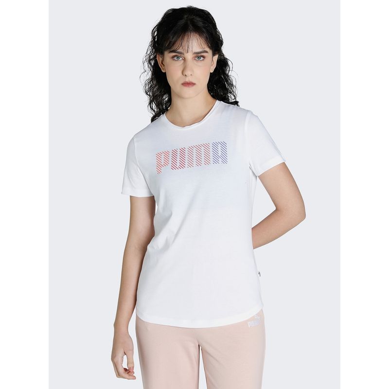 Buy Puma Multicolor Logo Women White T-shirt Online