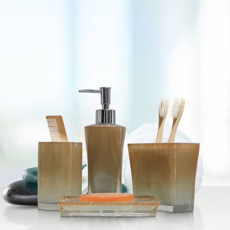 Buy Shresmo Bathroom Set 4 Piece, Yellow & Silver Polyresin Bath Set ...