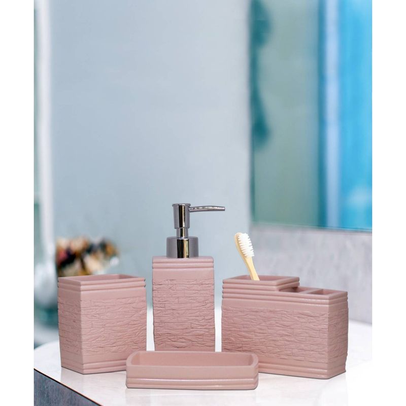 Shresmo Bathroom Set 4 Piece, Peach Polyresin Bath Set Collection: Buy ...