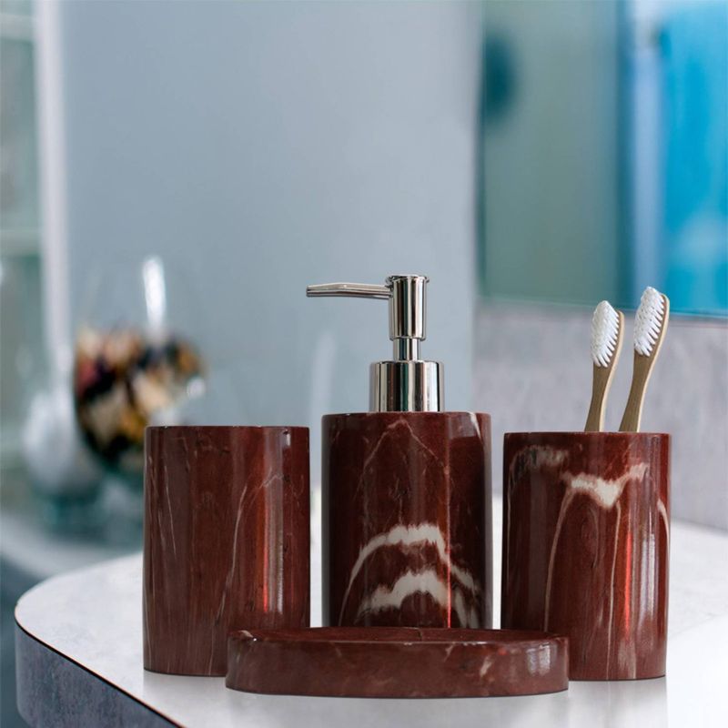 Buy Shresmo Bathroom Set 4 Piece, Maroon Polyresin Bath Set Collection ...