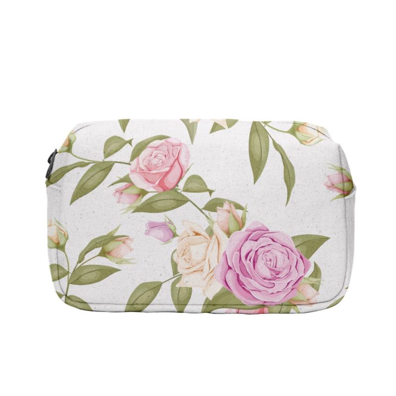 Crazy Corner Pink Yellow Roses Printed Portable Cosmetic Pouch: Buy ...