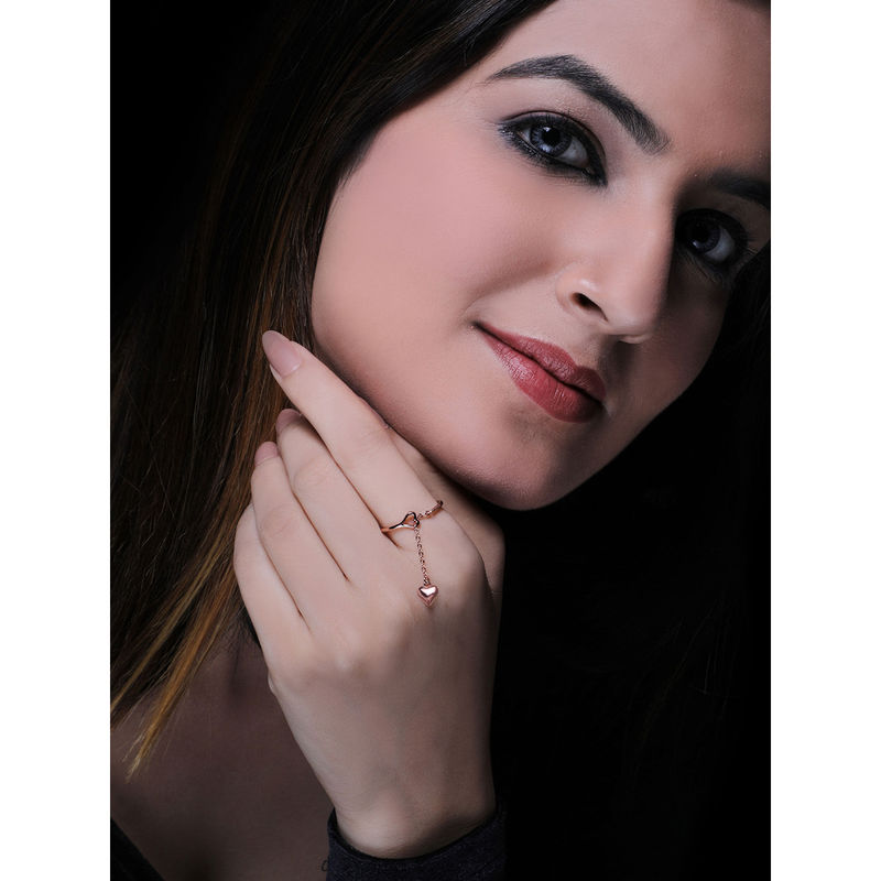 GIVA 925 Sterling Silver Rose Gold Heart Melting Chain Ring for women with 925 Hallmark: Buy ...