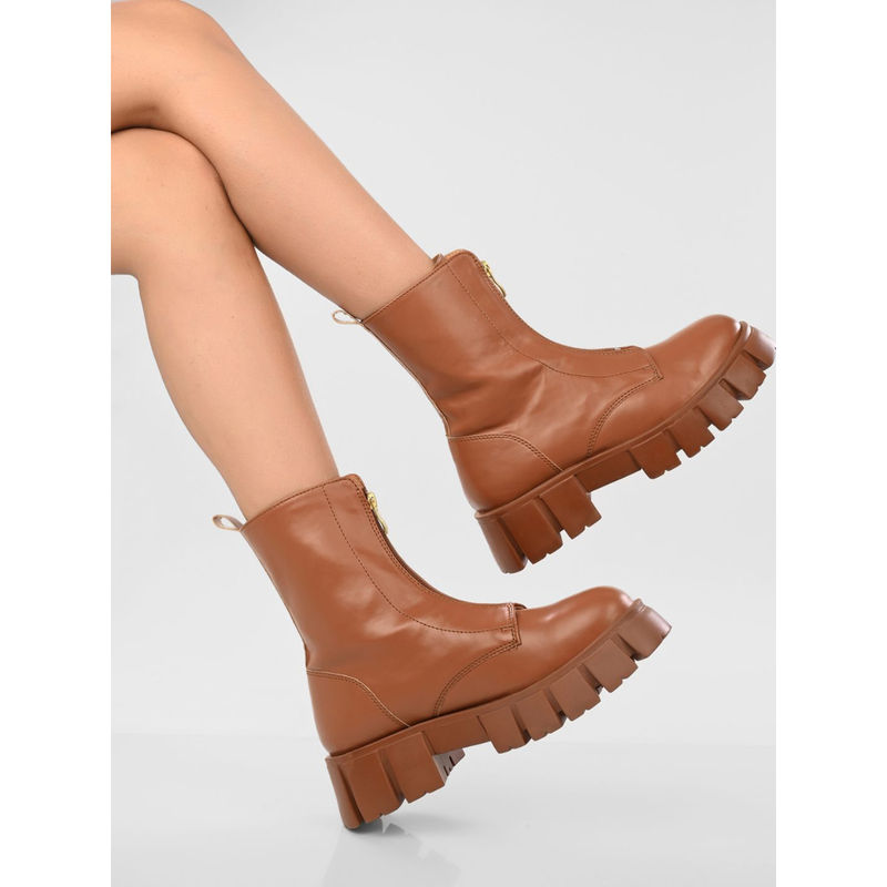 Buy ADORLY Women Tan Combat Boots Online
