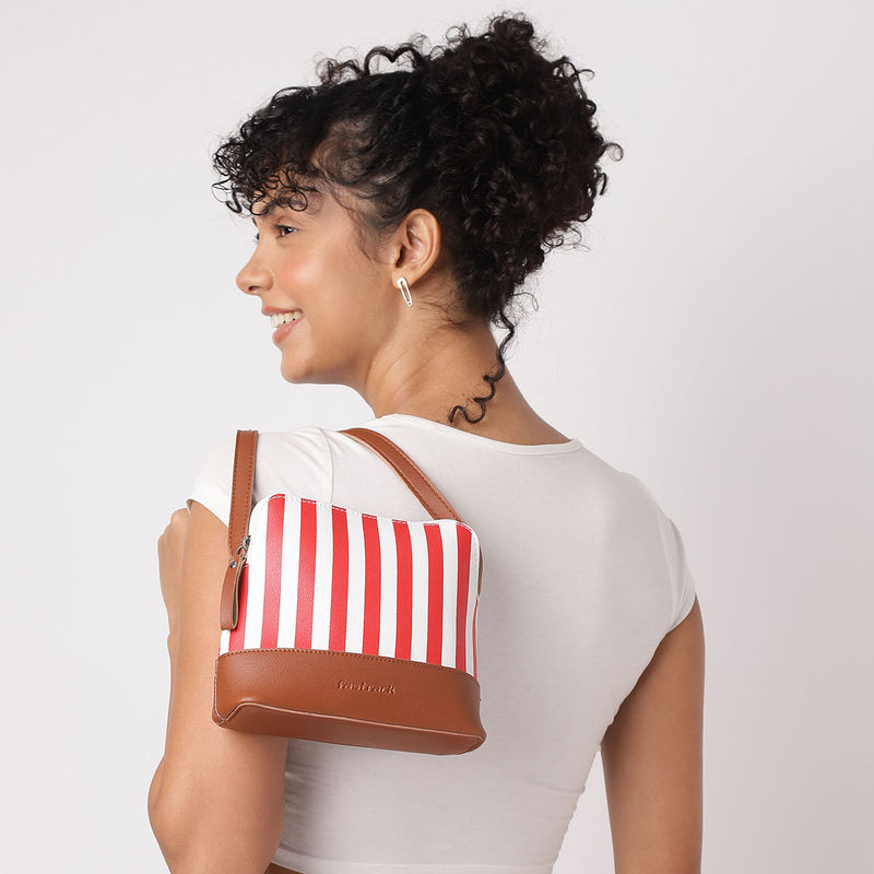 Buy Fastrack Red Striped Sling Bag for Women Online