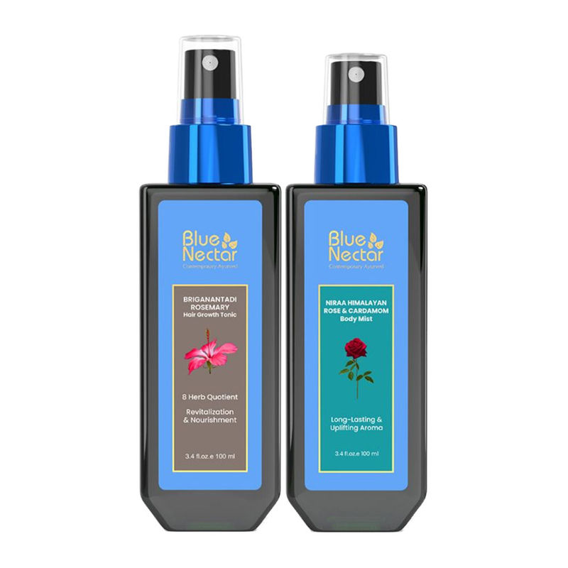 Buy Blue Nectar Hair Tonic + Rose Body Mist Combo Online