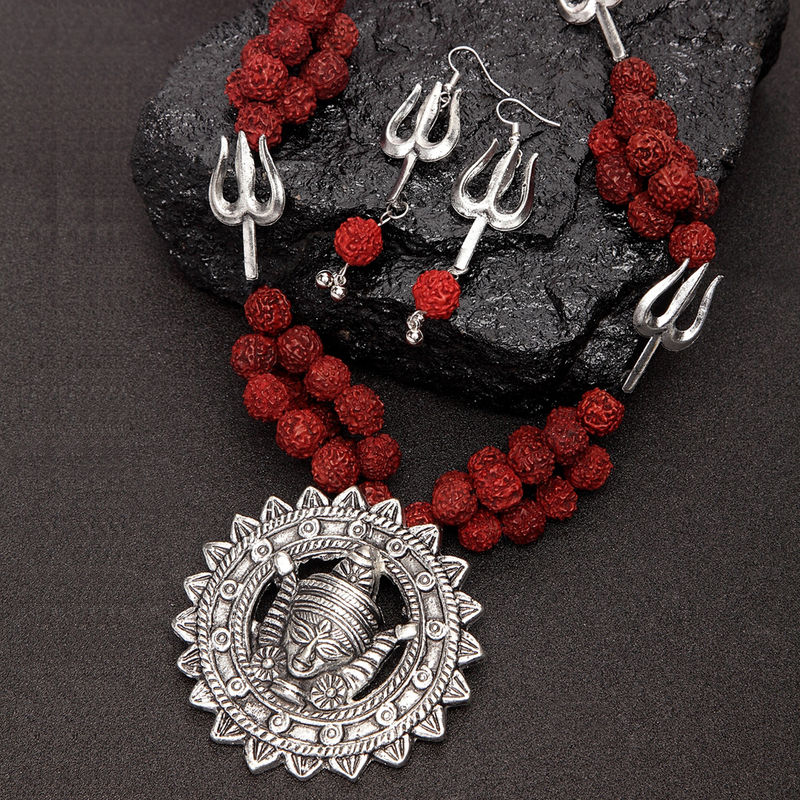 Buy Moedbuille Handcrafted Antique Temple Design Oxidised Silver Plated ...
