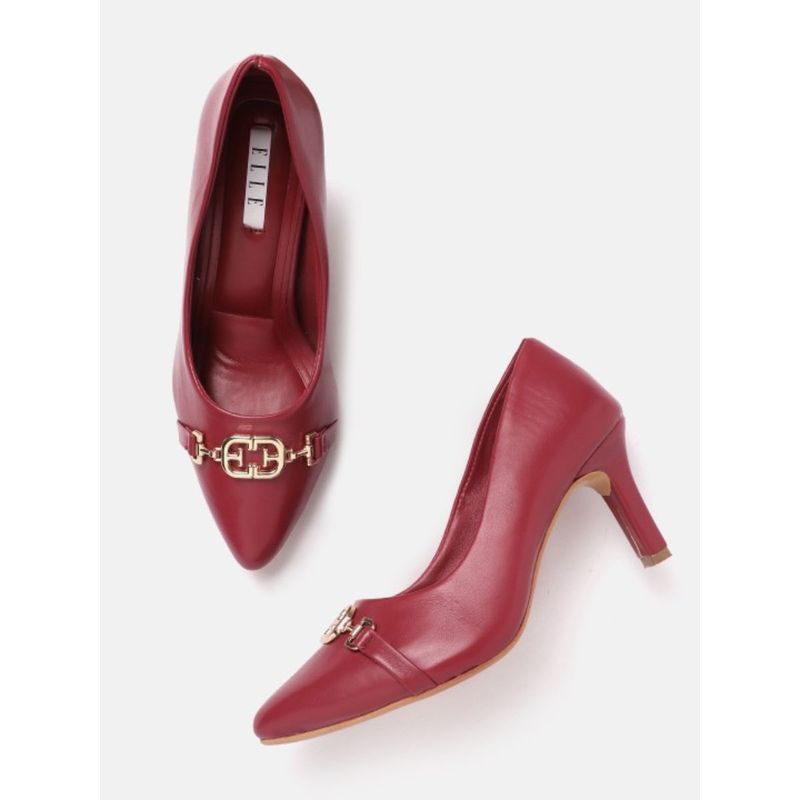 Buy ELLE Red Slip On Pointed Toe Women Pump Heels Online