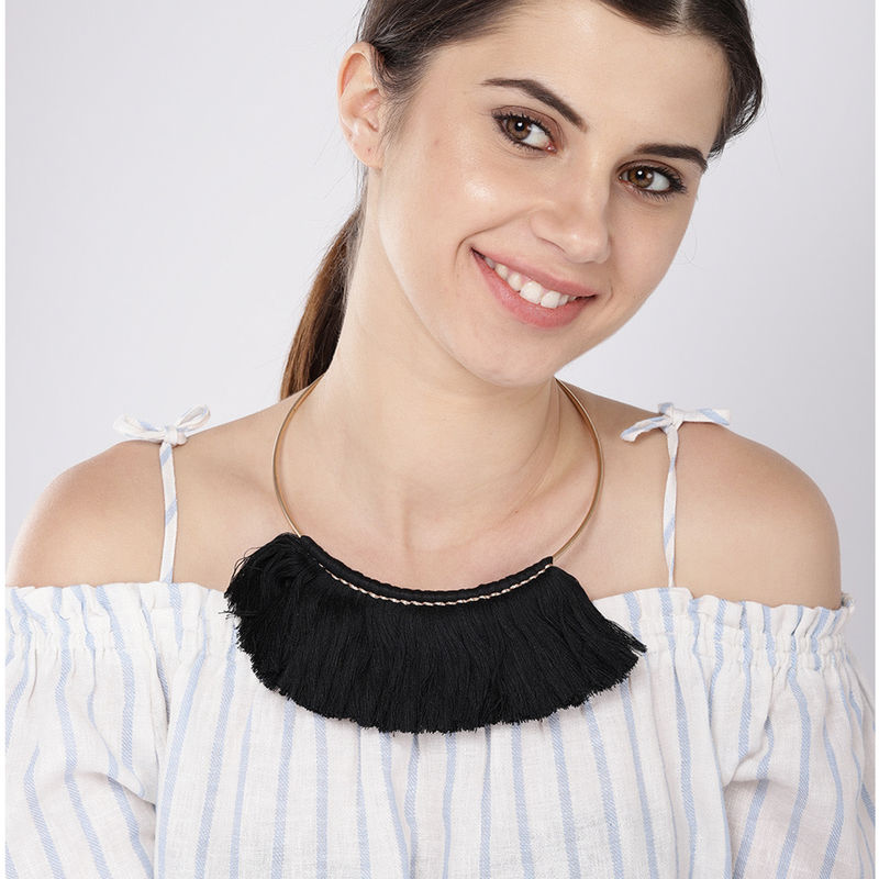 Toniq Black Tassel Statement Choker Necklace: Buy Toniq Black Tassel ...