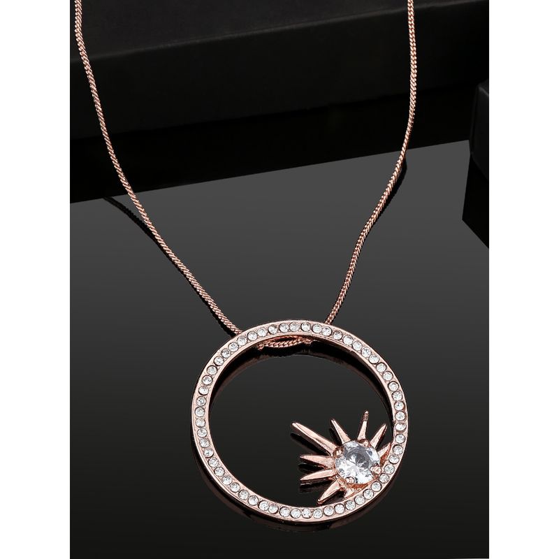 Buy Estele Rose Gold Plated Round shaped Pendant with Austrian Crystals ...