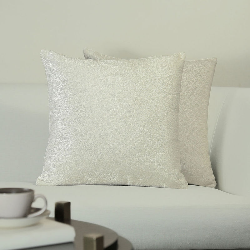 Buy GM Pebble Cream Color Jacquard 2 Pieces Cushion Covers Online
