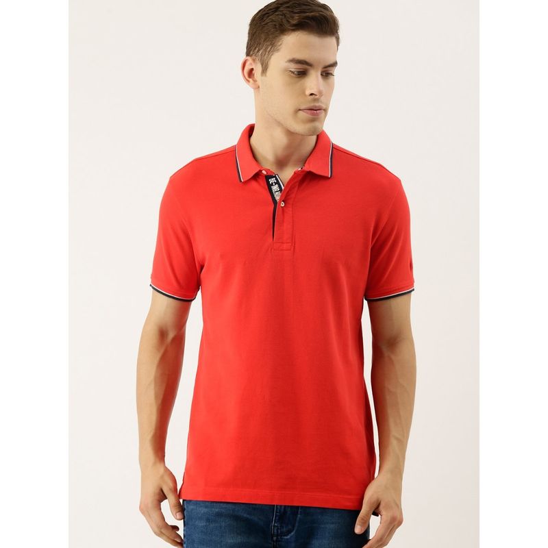 Buy Being Human Men Solid Red Polo T-Shirt Online