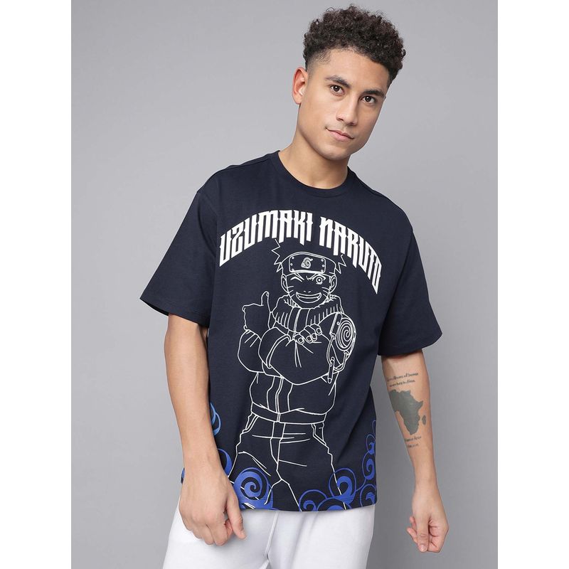 Buy Free Authority Navy Blue Oversized Ruto Graphic Printed Oversized T ...