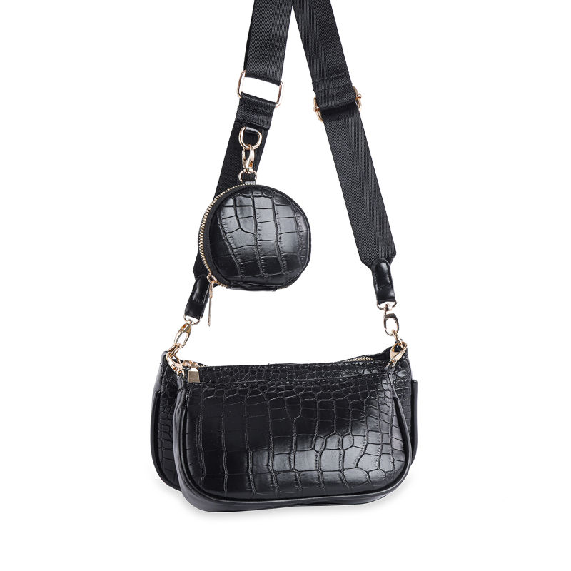 Buy NUFA Croc Coin Black Purse Crossbody Bag Online