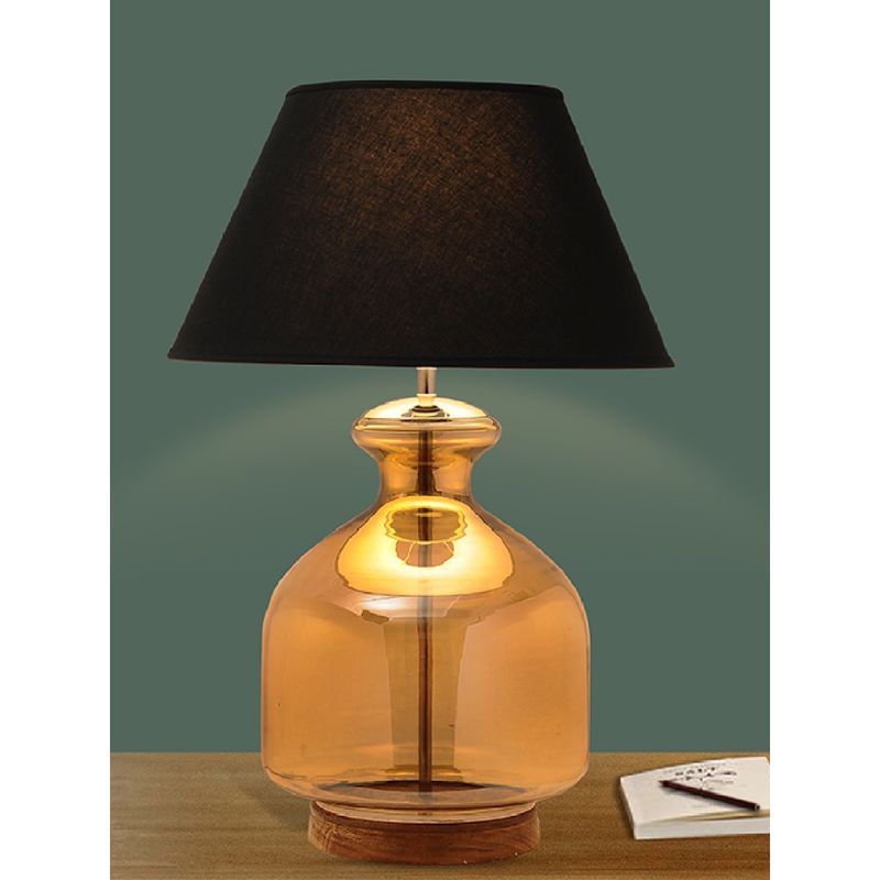 Buy Kapoor Lamp Shades Alper Amber Luster Glass Table Lamp with Black ...