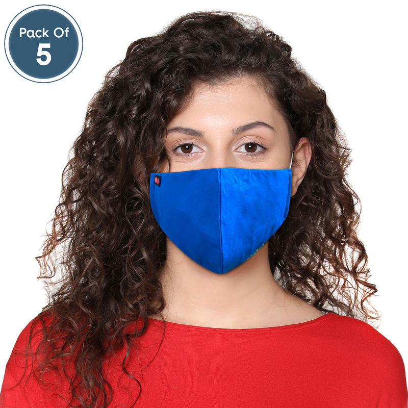 Buy Clovia Reusable 3 Layer Duckbill Fit Face Mask - Blue (Pack of 5 ...