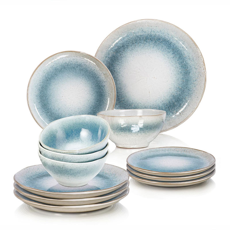 Buy Anko Blue 12 Piece Dinner Plate Set Online
