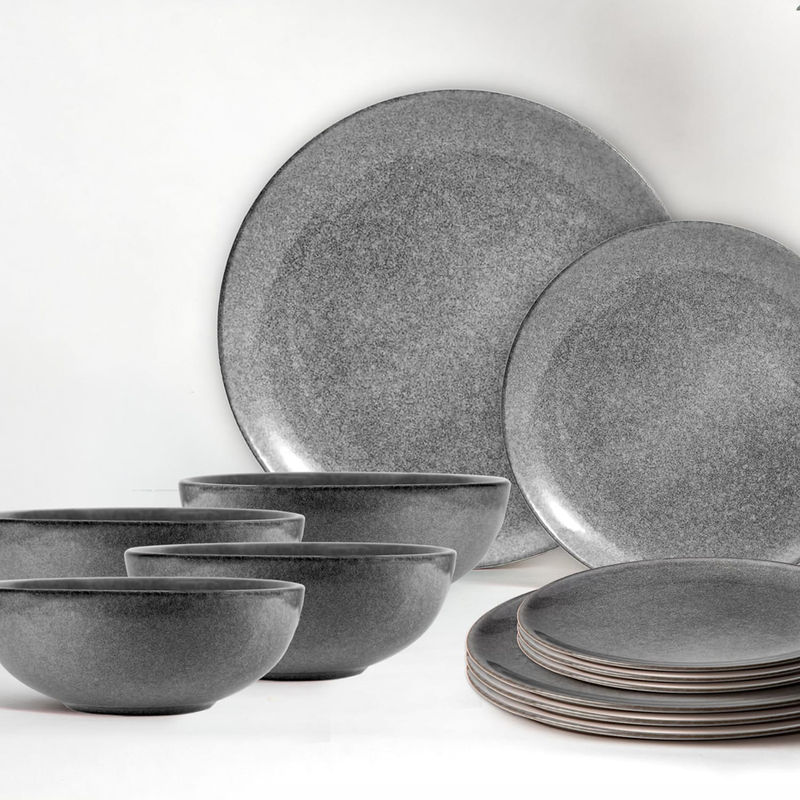 Buy Anko Grey 4 Bowls and 4 Dinner Plates 4 Side Plates Set Online