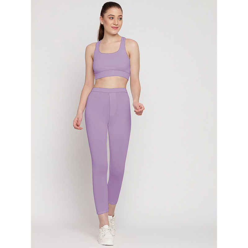 Buy Wear Jukebox Flex Fit Pocket Tights & Sports Bra for Women Lavender ...