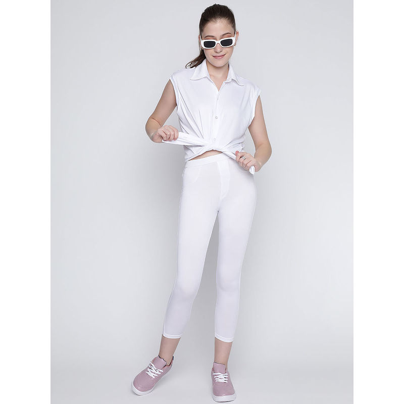 Buy Wear Jukebox Zen Flow Flex Fit Shirt & Tights White (Set of 2) Online