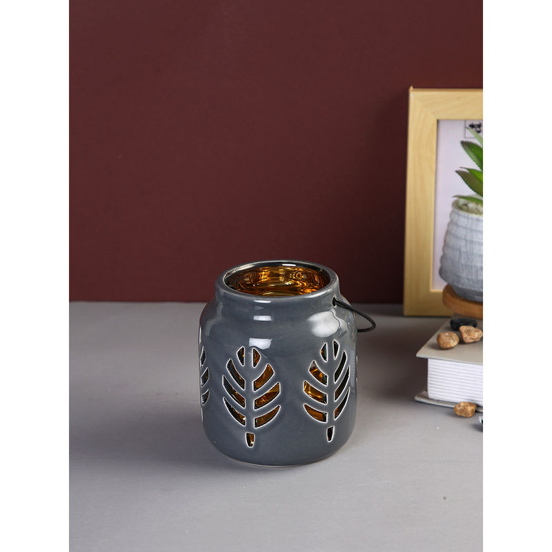 Buy Tayhaa Black Ceramic Tea Light Candle Holder Online