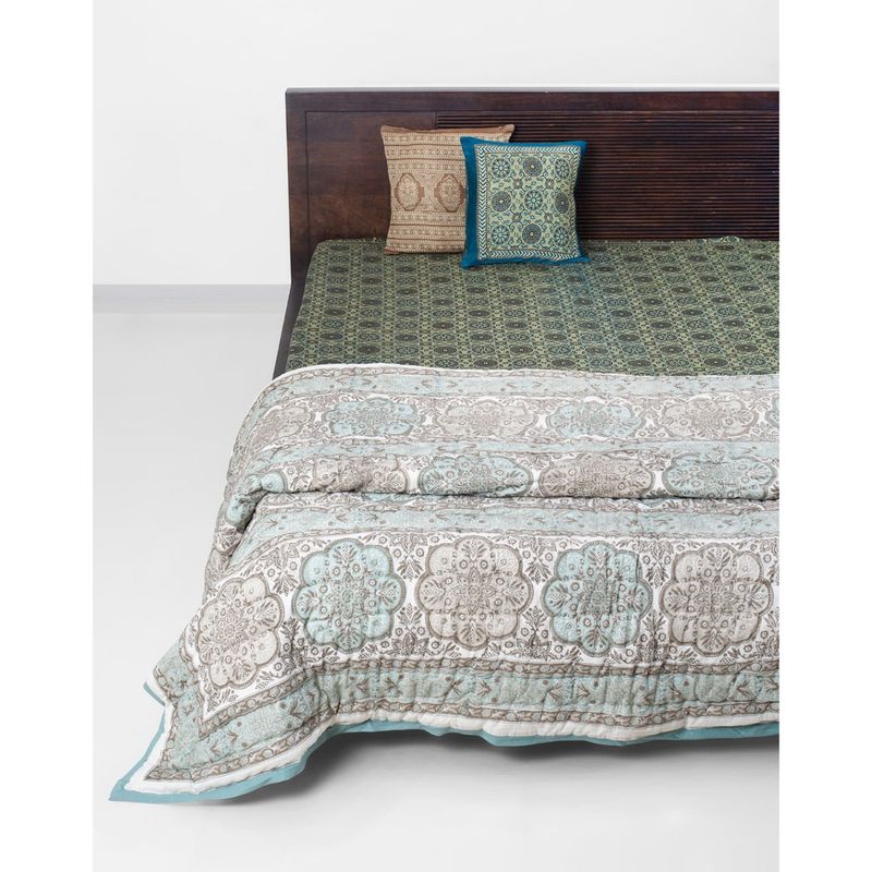 Buy Fabindia Blue Suvira Quilt Online