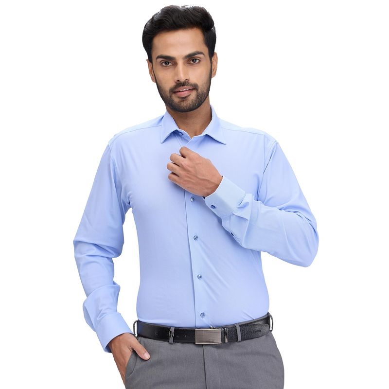 Buy Park Avenue Mens Slim Fit Textured Powder Blue Shirt Online