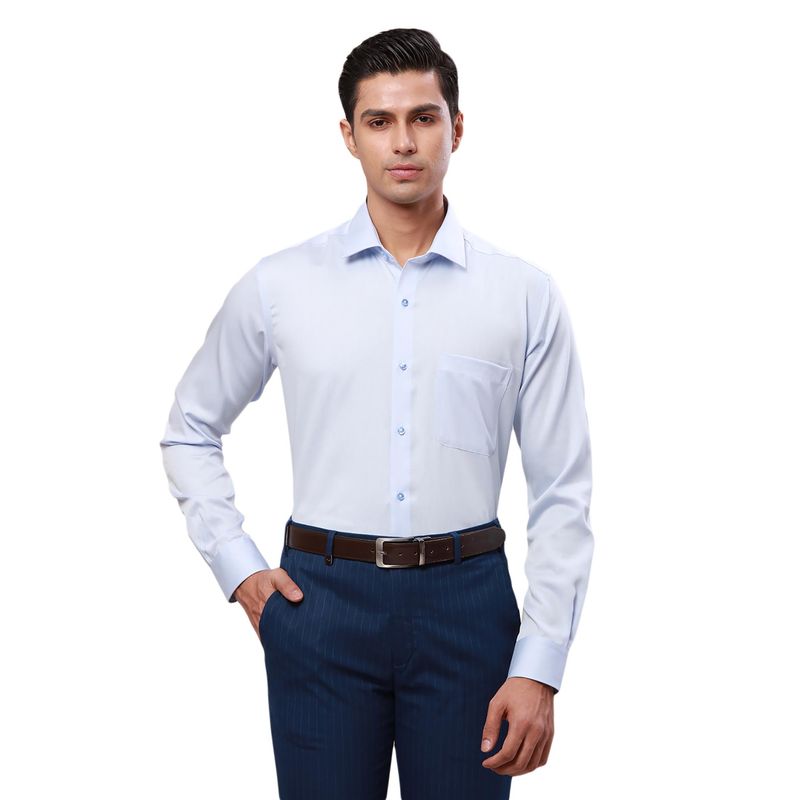 Buy Raymond Mens Regular Fit Solid Light Blue Shirt Online