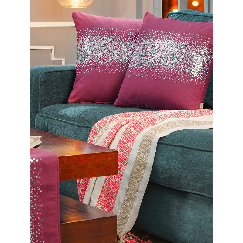 Buy Maspar Cotton Solid Standard Square Pack of 2 Cushion Cover (18x18 ...