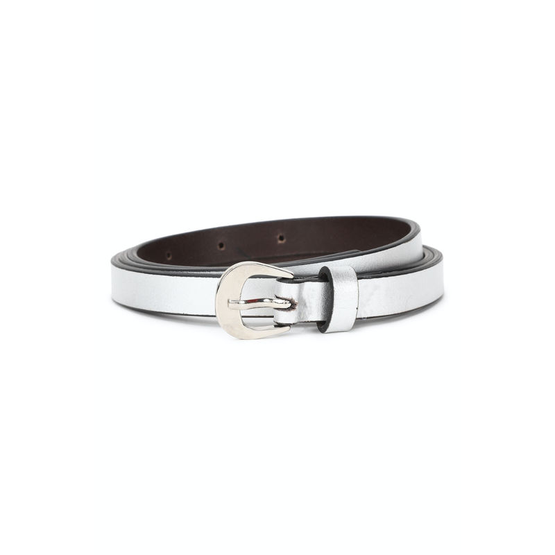 Buy Allen Solly Women Silver Solid Casual Belt Online