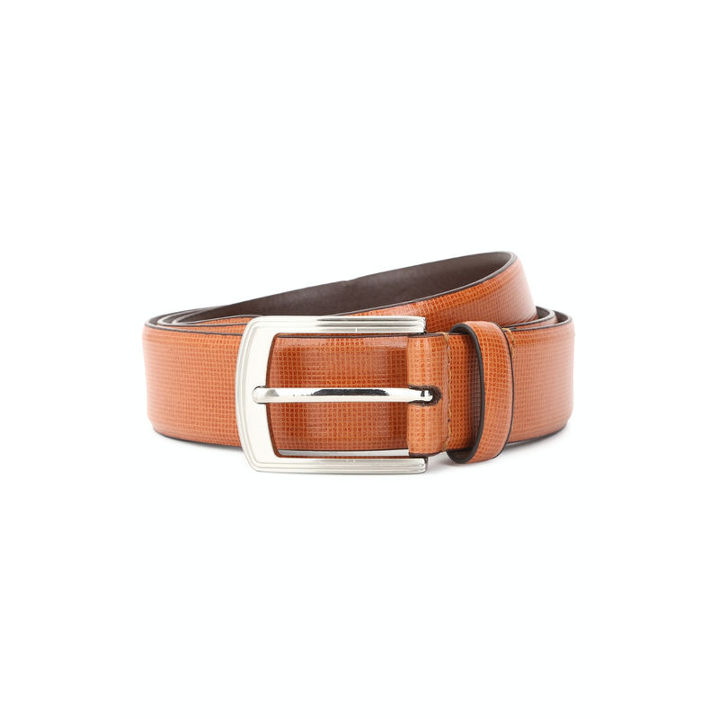 Buy Allen Solly Men Tan Checks Formal Belt Online