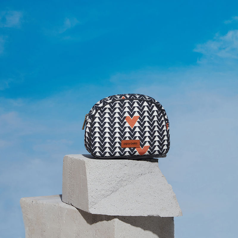 Buy Quirky Black & White Geometric Sophie D Shaped Travel Pouch Online