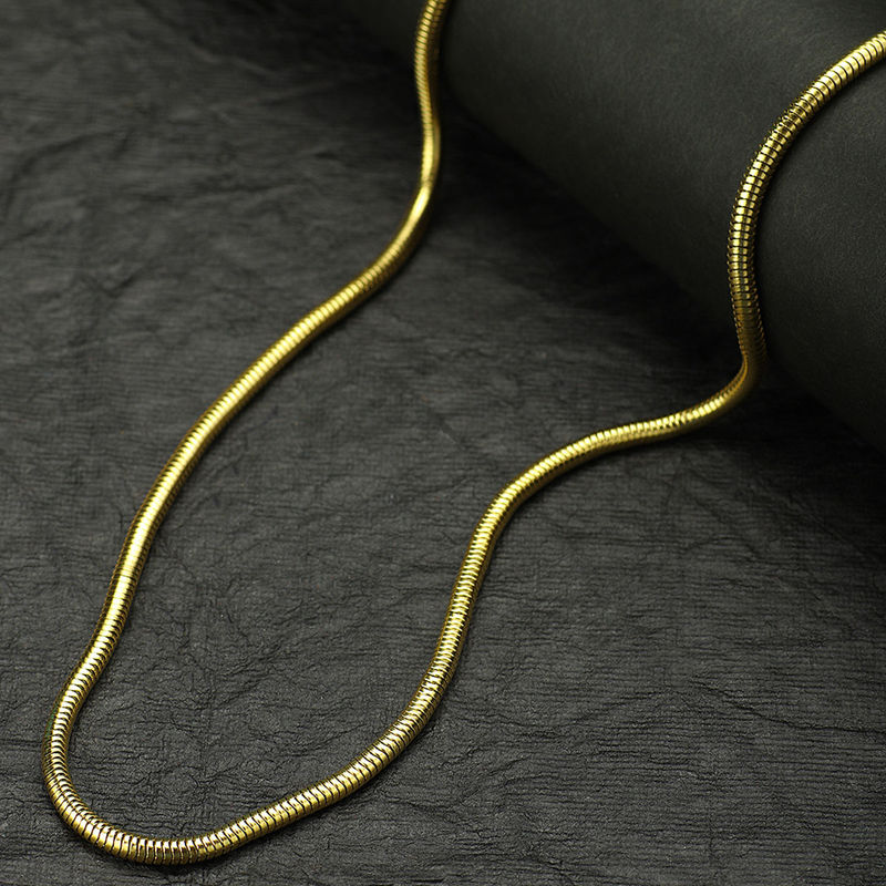 Buy Peora 316L Stainless Steel Gold Plated Classic Gold Snake Chain ...