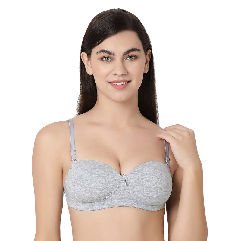 Buy Juliet Women Cotton Padded Wirefree T-Shirt Bra 1230 Grey Online