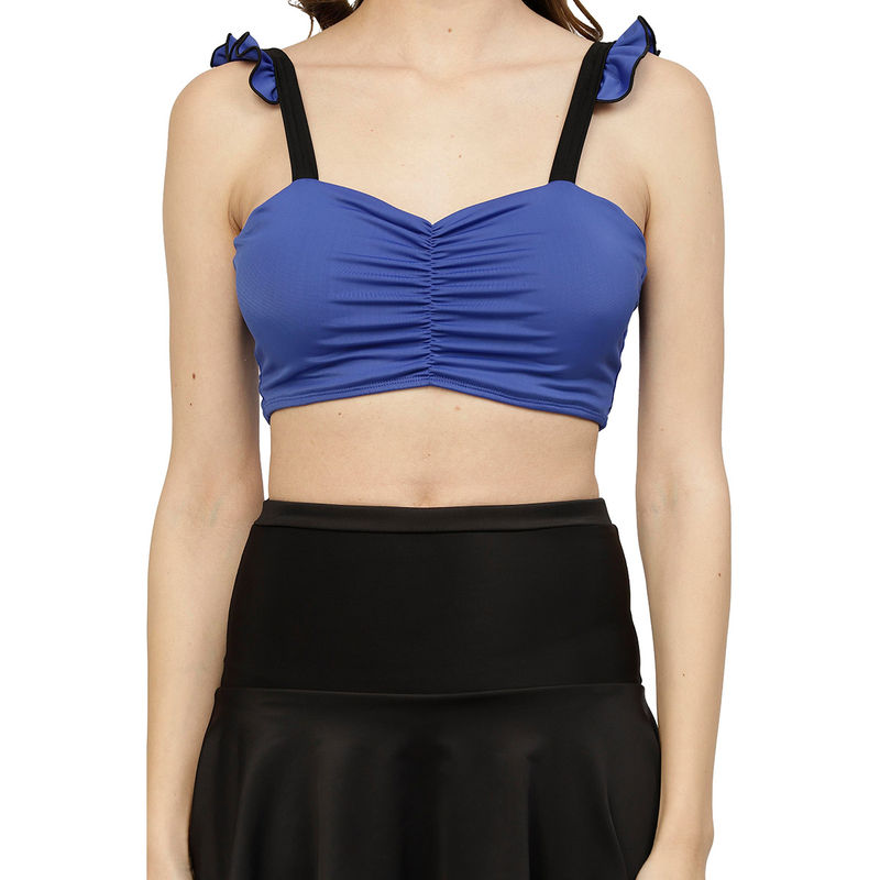 Buy Cukoo Padded Criss Cross Back Blue Swim Top Online