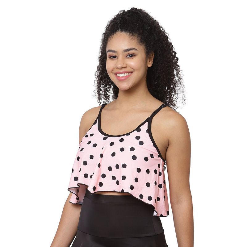 Buy Cukoo Padded Peach Polka Dot Swim Top Online