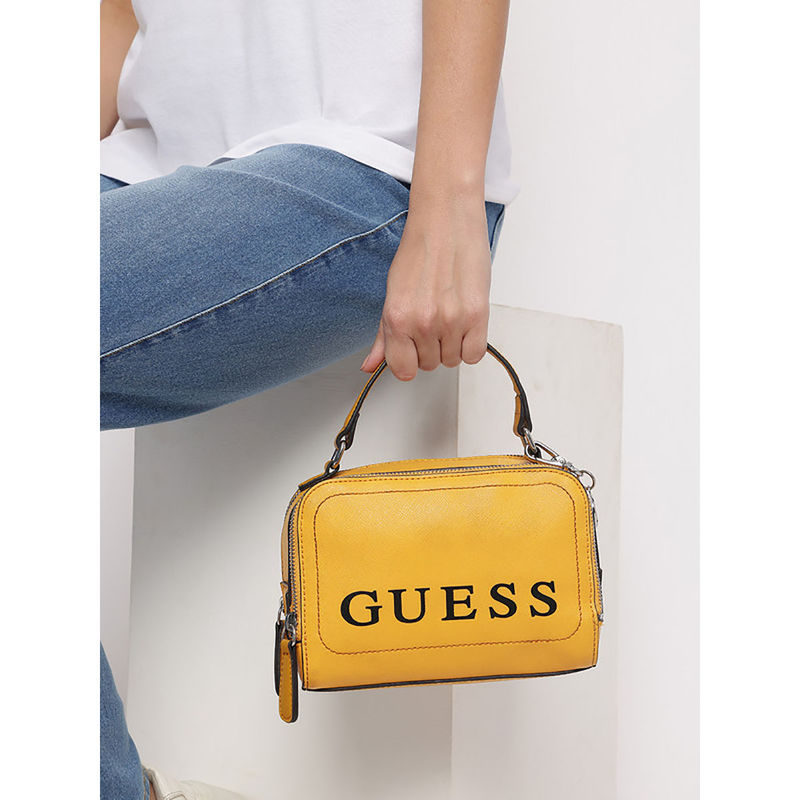 Buy Guess Yellow Brand Logo Silverman Sling Bag Online