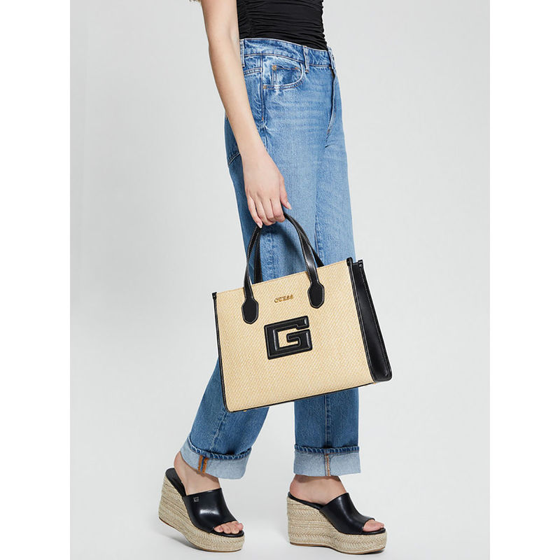 Buy Guess Beige Textured G Status 2 Compartment Tote Bag with ...