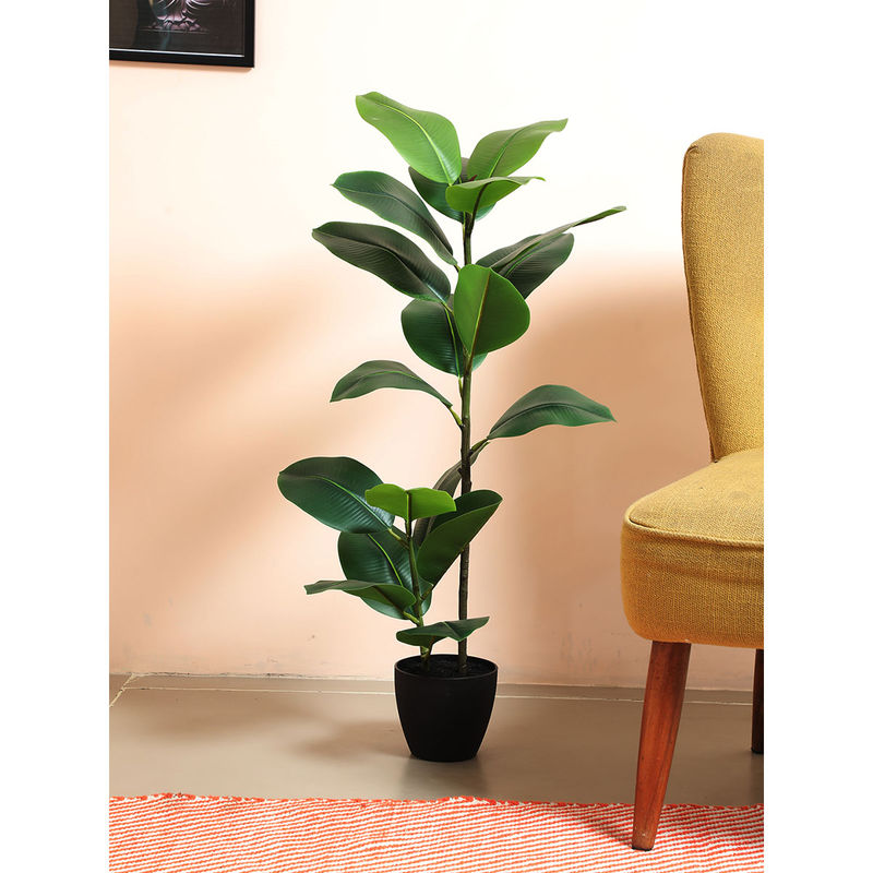 Buy Home Bloom Garden Artificial Rubber Plant, Fake Cane Palm Silk Tree ...
