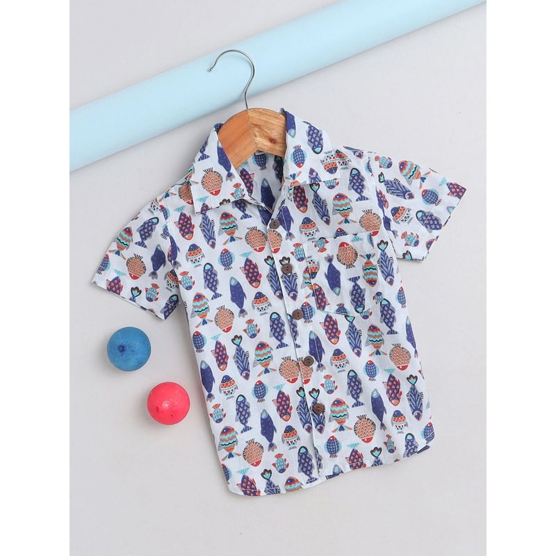 Buy Hopscotch Pure Cotton Fish Print Shirt Online
