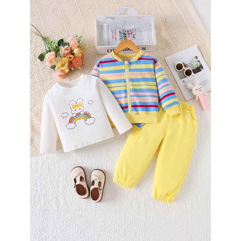 Buy Hopscotch Girls Multi Coloured Stripe Print T-Shirt Jacket ...