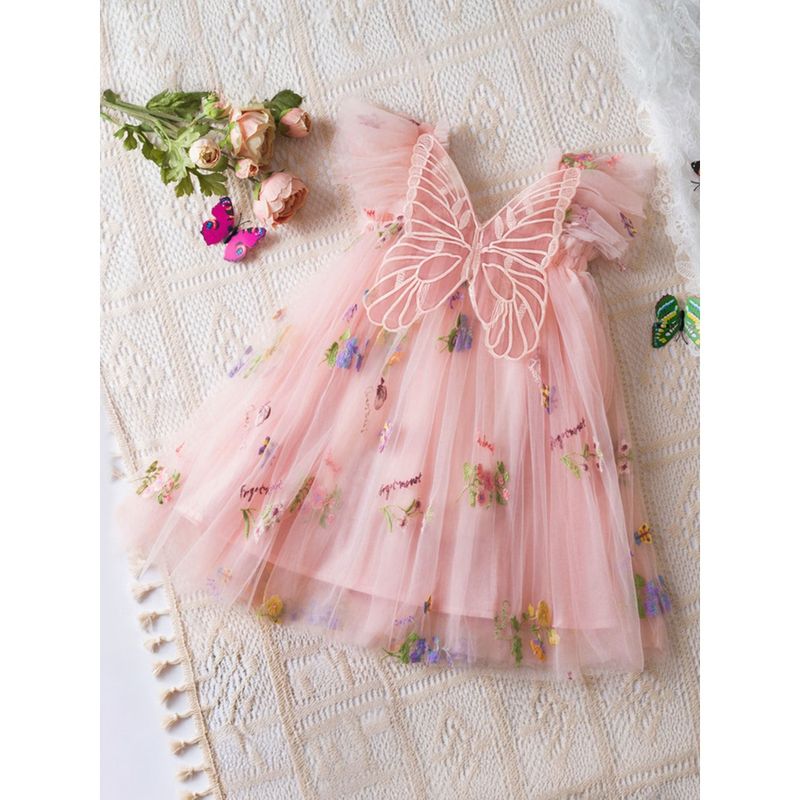Buy Hopscotch Floral Embroidered Party Dress with Applique Online