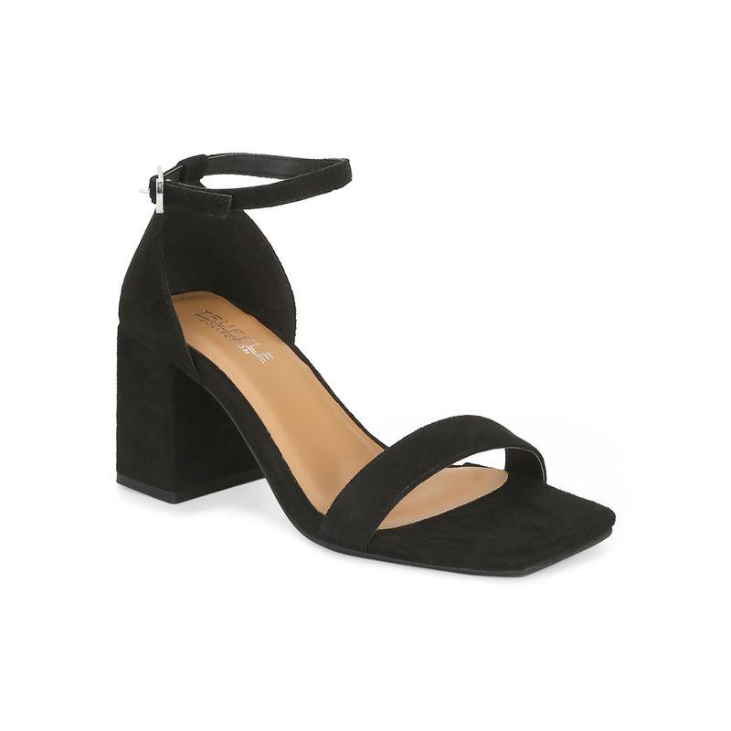 Truffle Collection Black Suede Block Heel Sandals: Buy Truffle ...